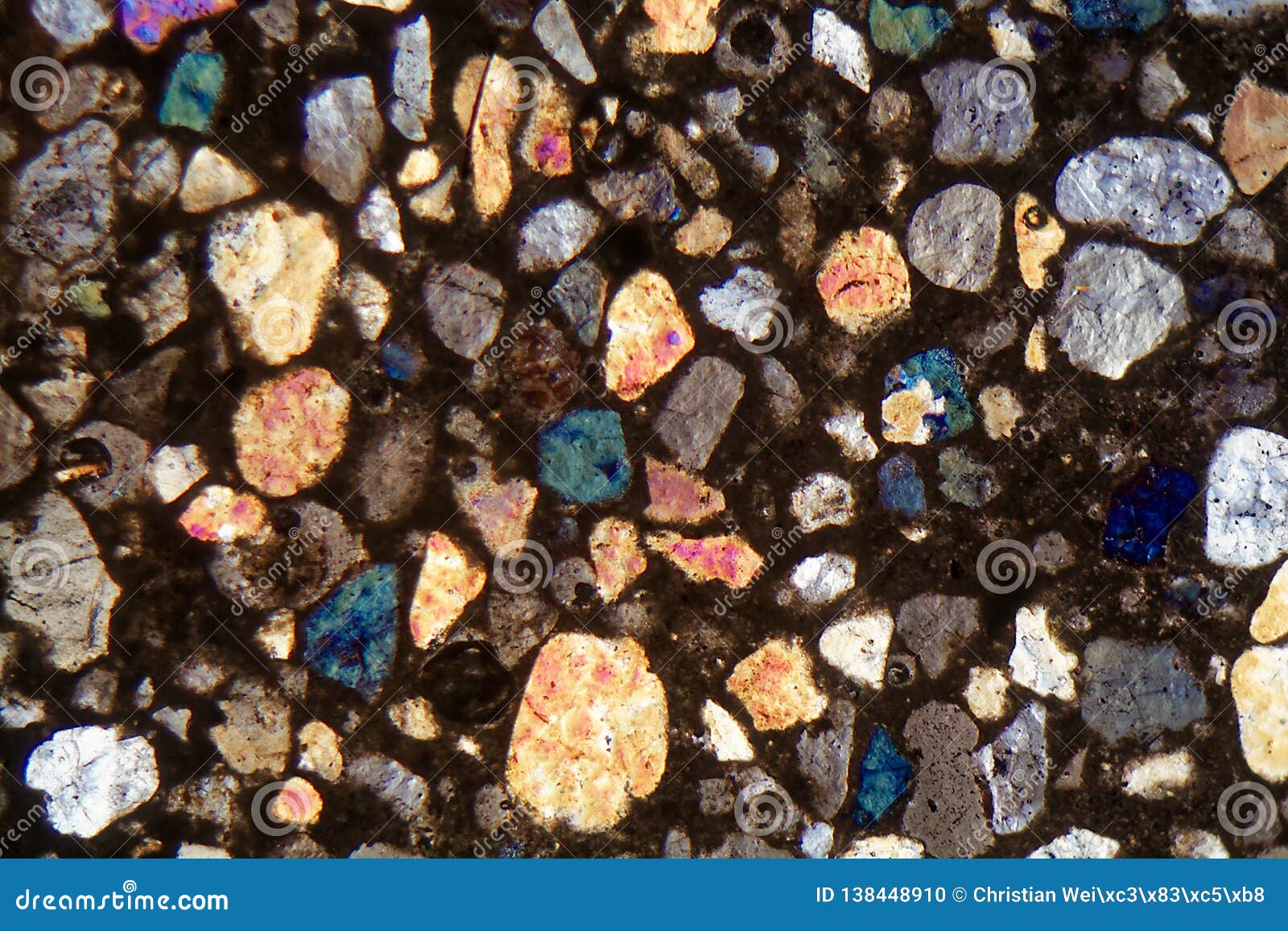 Thin Section of Concrete Under a Microscope and in Cross Polarized ...