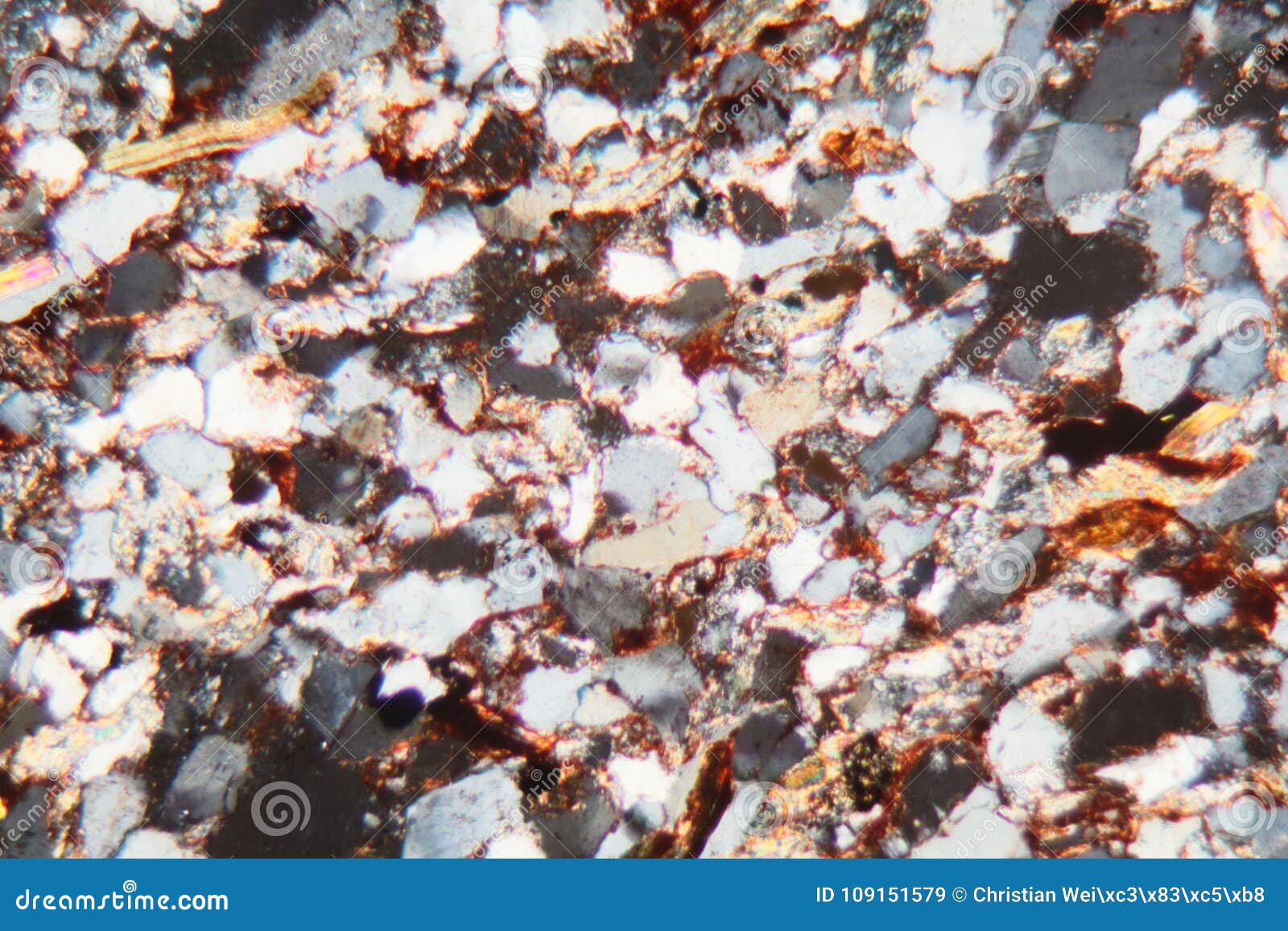 Thin Section of a Fine Grained Sandstone Under the Microscope and in ...