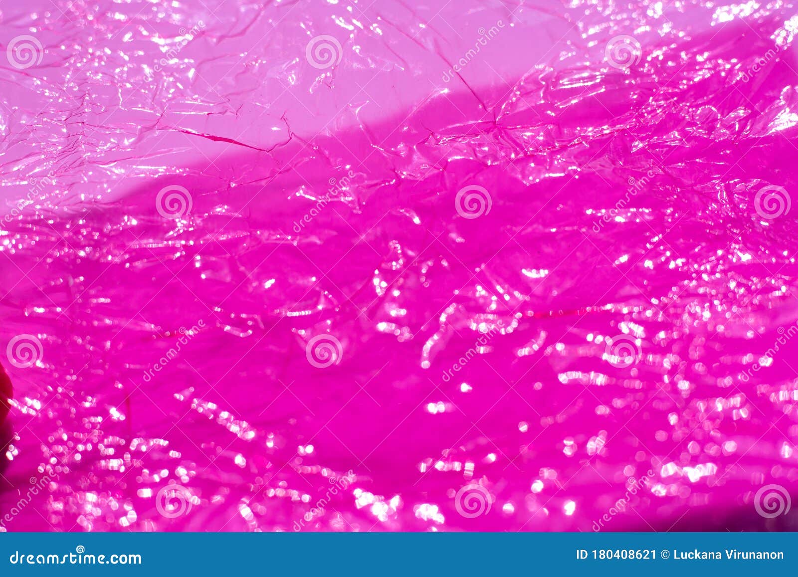 Thin Sheet of Pink Colour Cellophane with Shiny Crumpled Surface ...