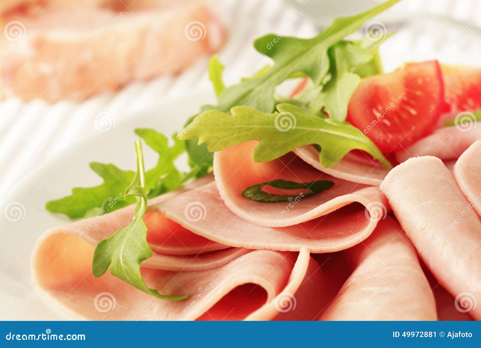 Thin-sliced ham stock image. Image of sliced, greens - 49972881