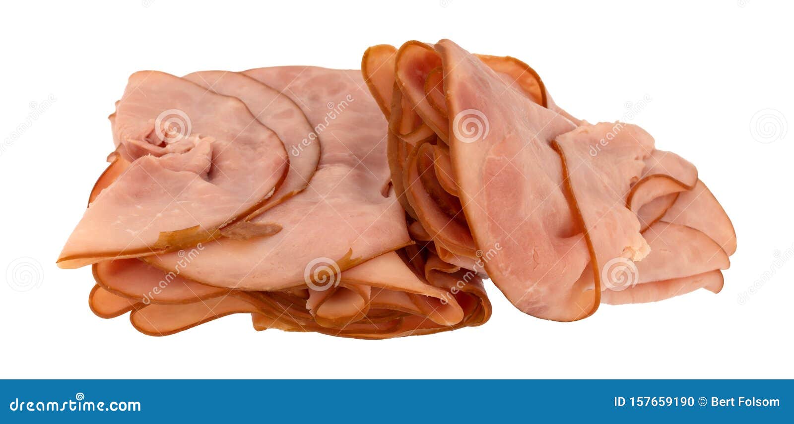 Thin Sliced Ham Slices on a White Background Stock Photo - Image of ...