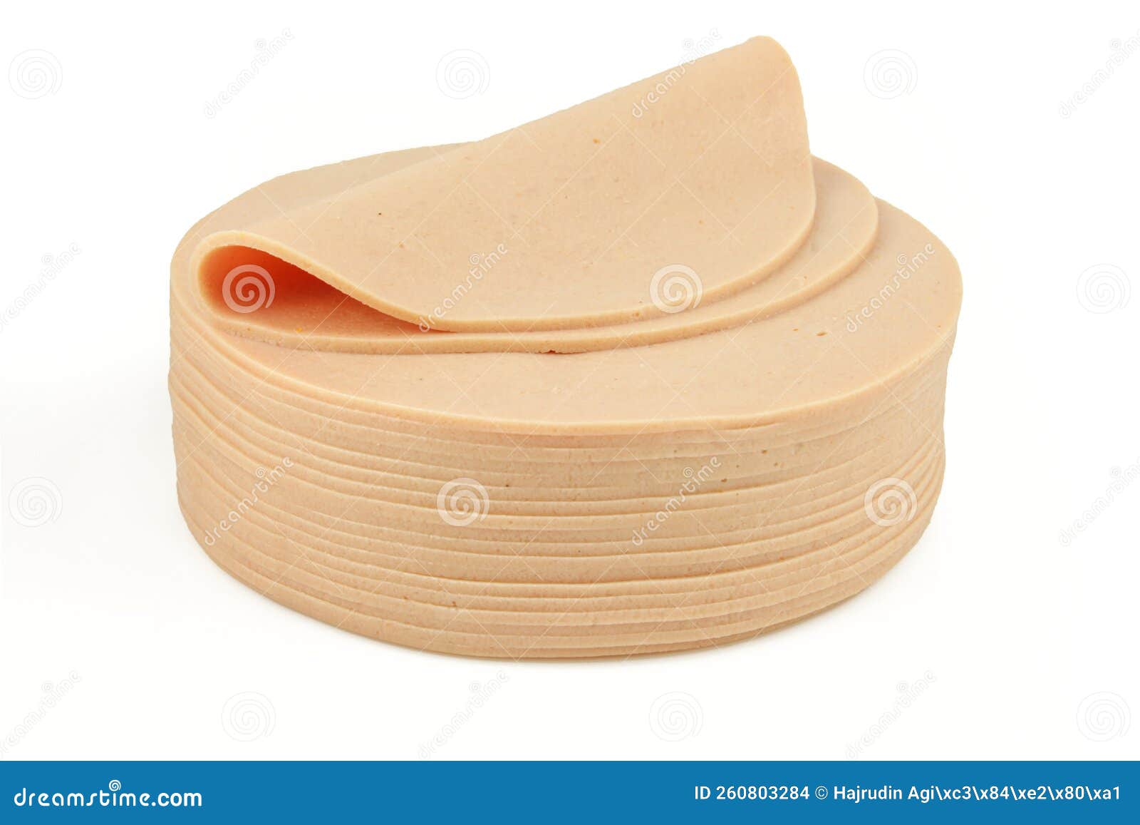 Thin Slices of Chicken Meat Salami Stack Isolated on White Background ...