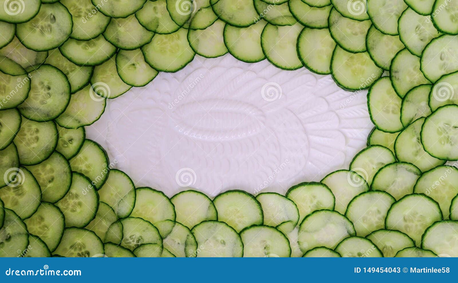 Thin Slices of Cucumber on a White Plate Stock Image - Image of juicy ...
