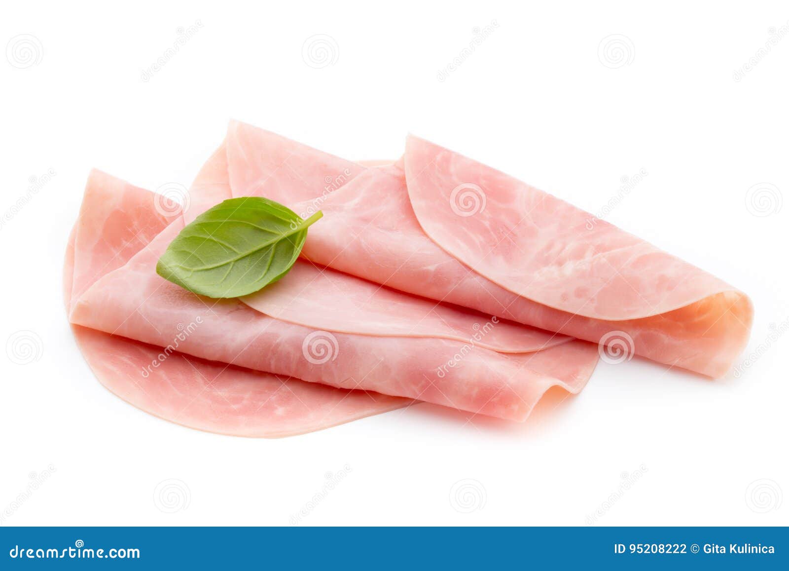 Thin Slices of Ham on White Background. Stock Photo - Image of ...