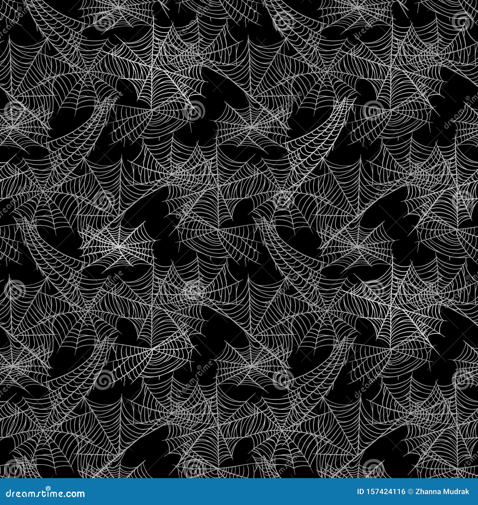 Thin Spider Web Creative Hand Drawn Seamless Pattern Stock Illustration ...