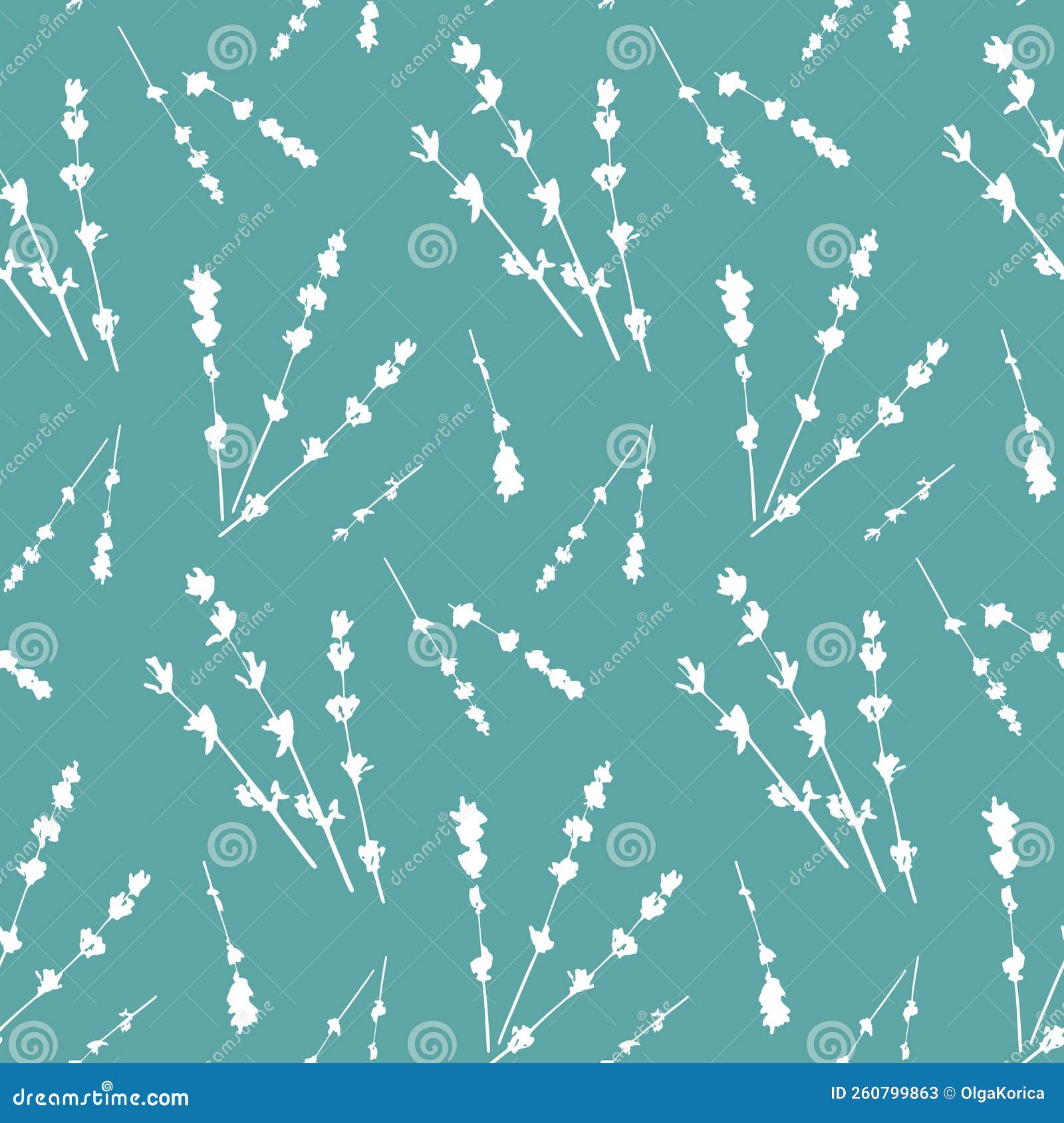Thin Sprig of Lavender Seamless Pattern, Cute Wallpaper and Textile ...