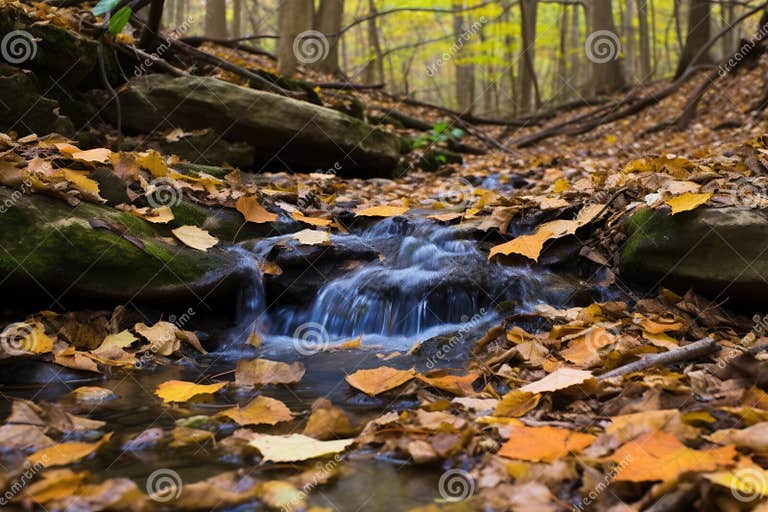 Thin Stream of a Cascade Found among Leaves Stock Photo - Image of ...