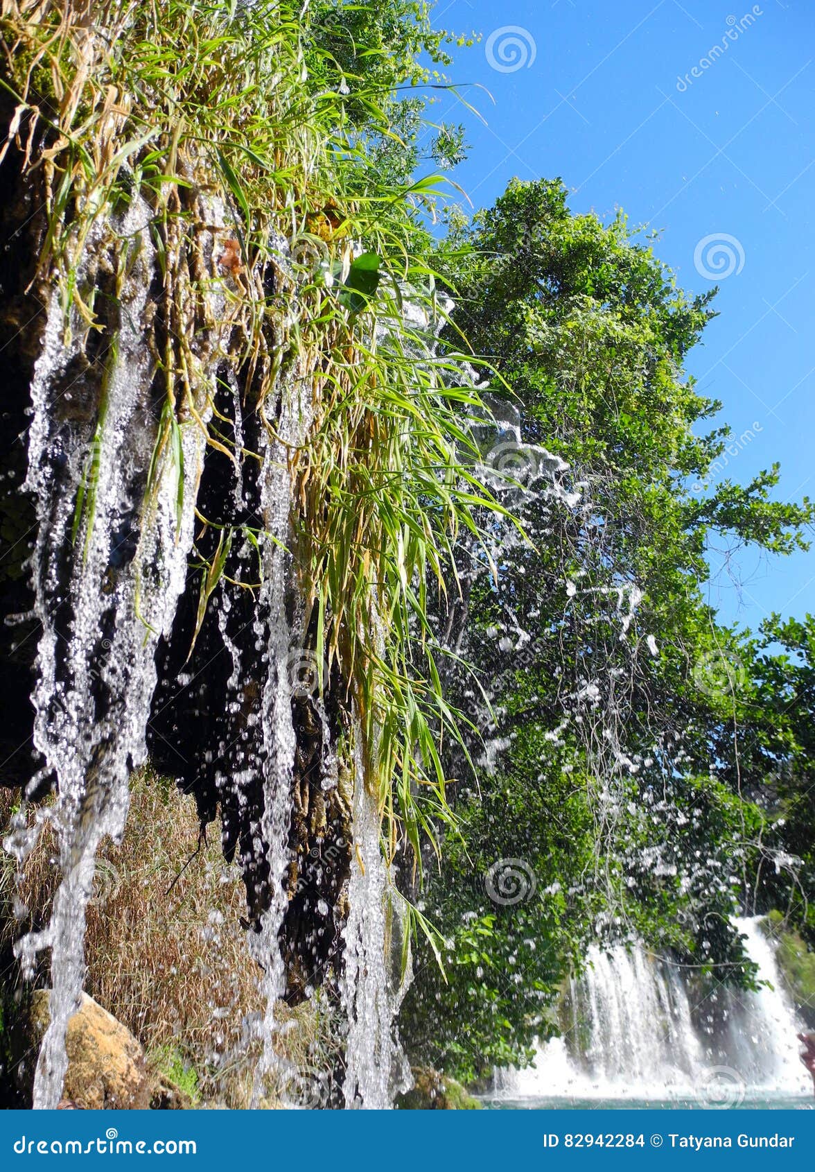 Thin stream waterfall. stock photo. Image of croatia - 82942284