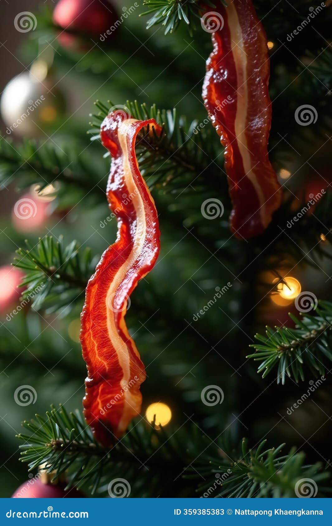Thin Strips of Crispy Bacon Weaving through the Branches of a Medium ...