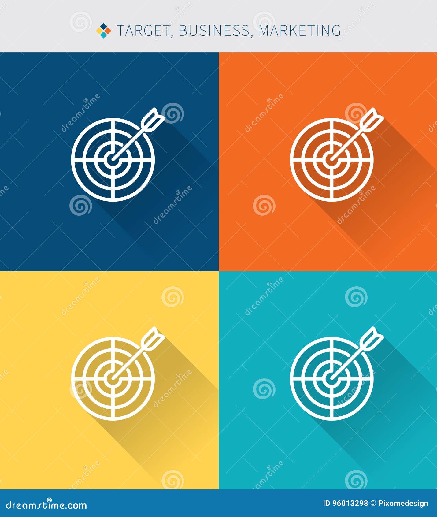 Thin Thin Line Icons Set of Target & Business Marketing, Modern Simple ...