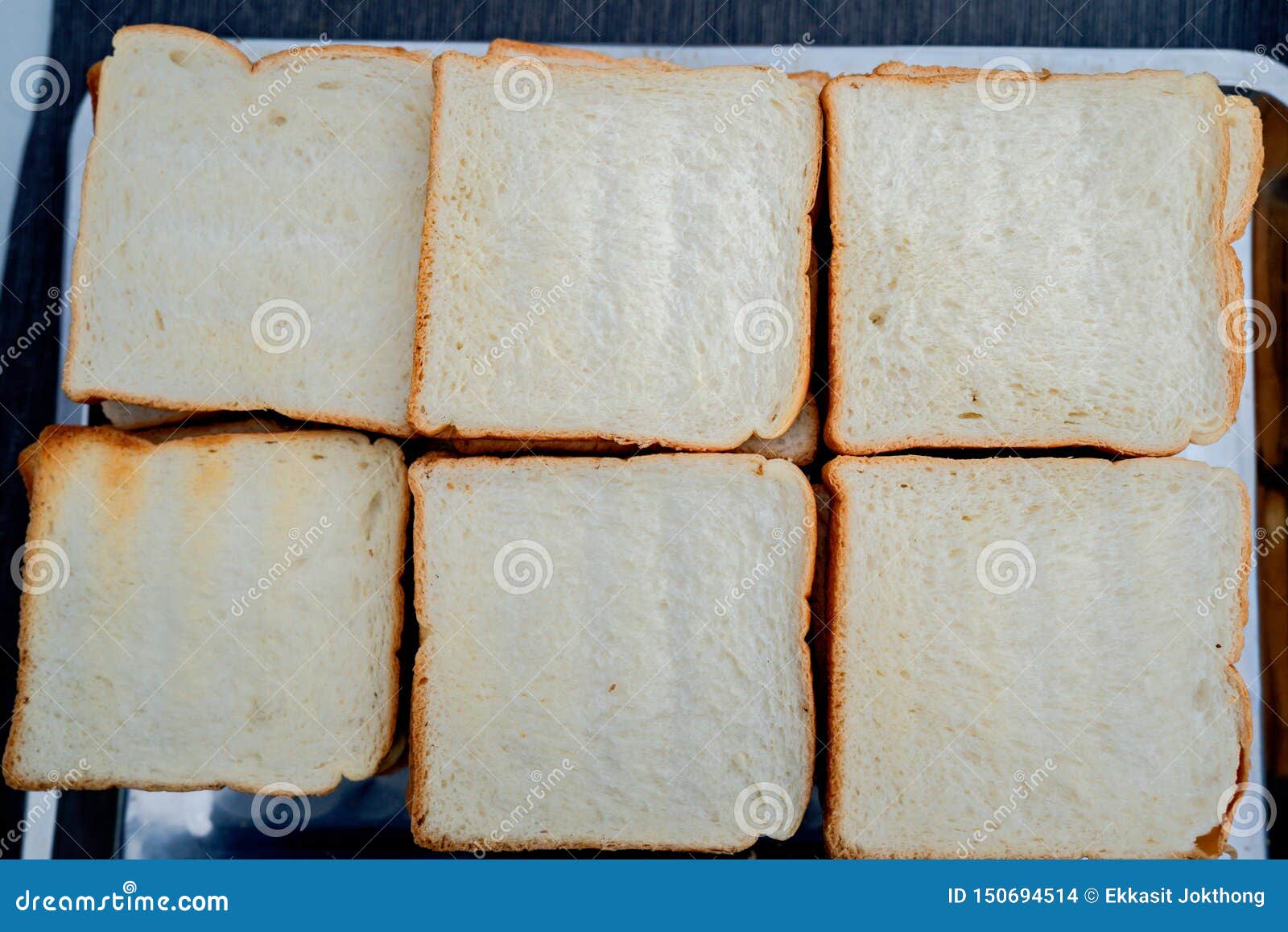 Thin Toasted White Bread Many are Placed in Trays Ready To Eat Stock ...