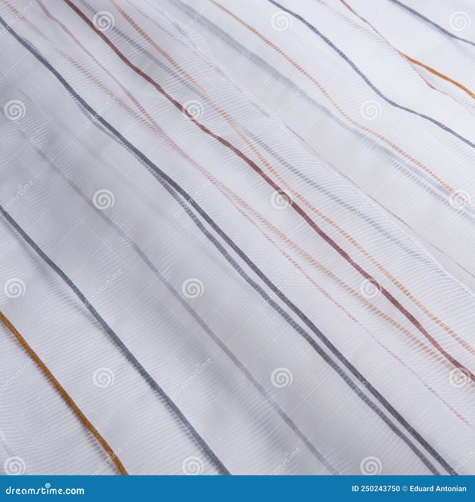 Thin Translucent Fabric for Curtains, with Colored Stripes, Close-up ...