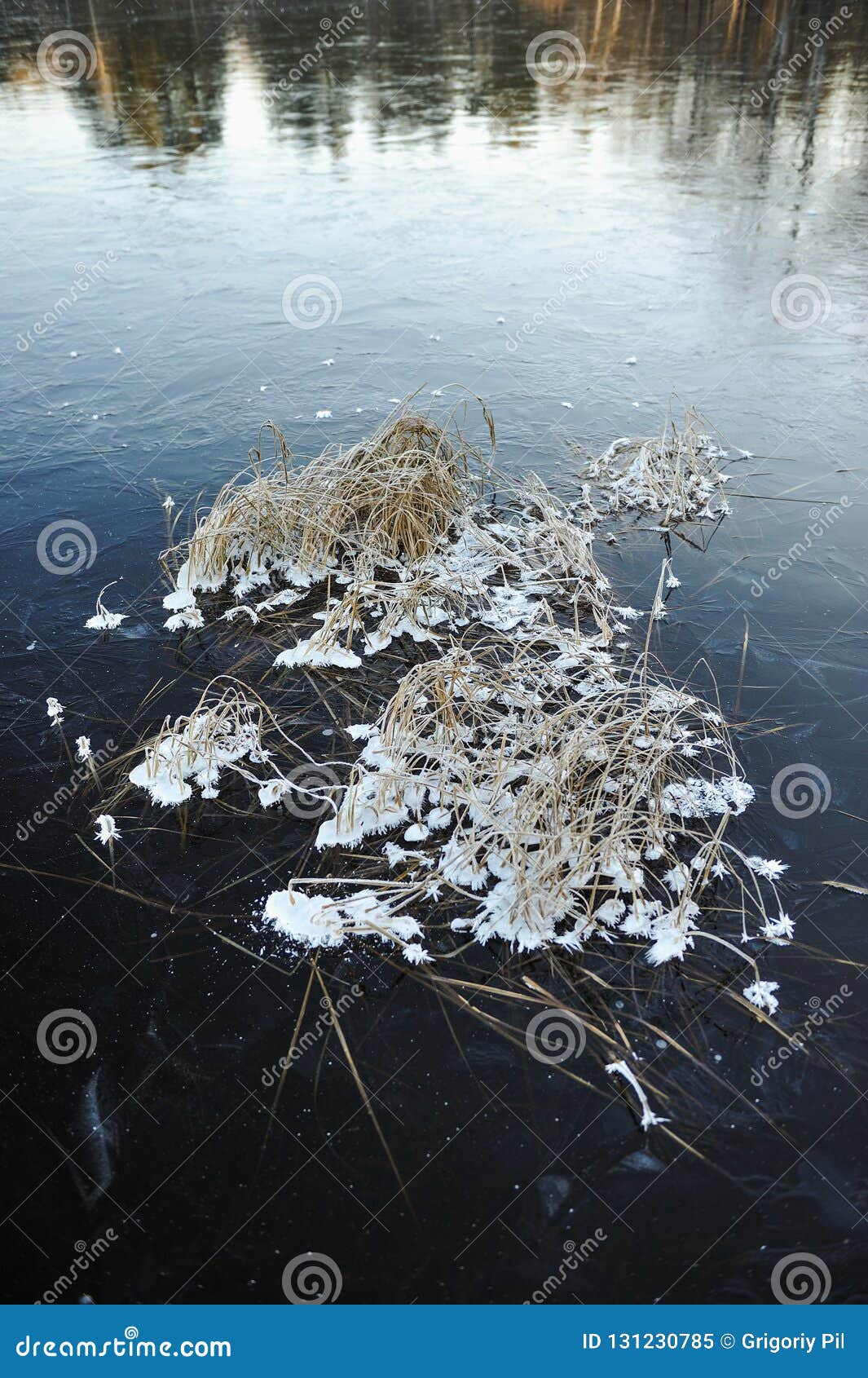 Thin Transparent Ice on the Surface of the Reservoir in Late Autumn ...