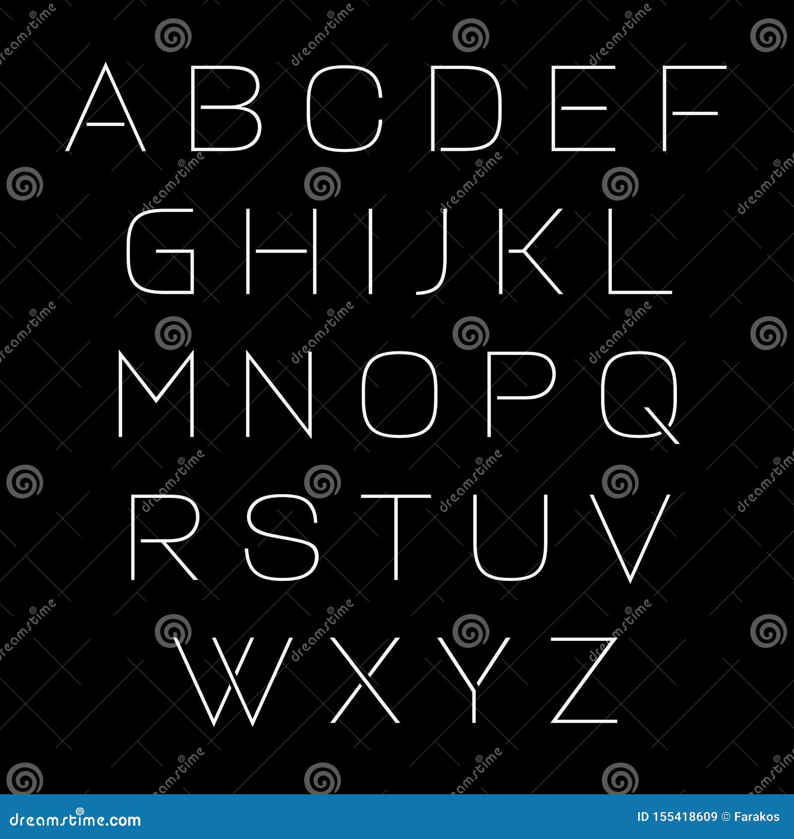 Thin Vector Monospace Sans Serif Font With Rounded Corners. Modern ... Thin Vector Monospace Sans Serif Font With Rounded Corners. Modern ...