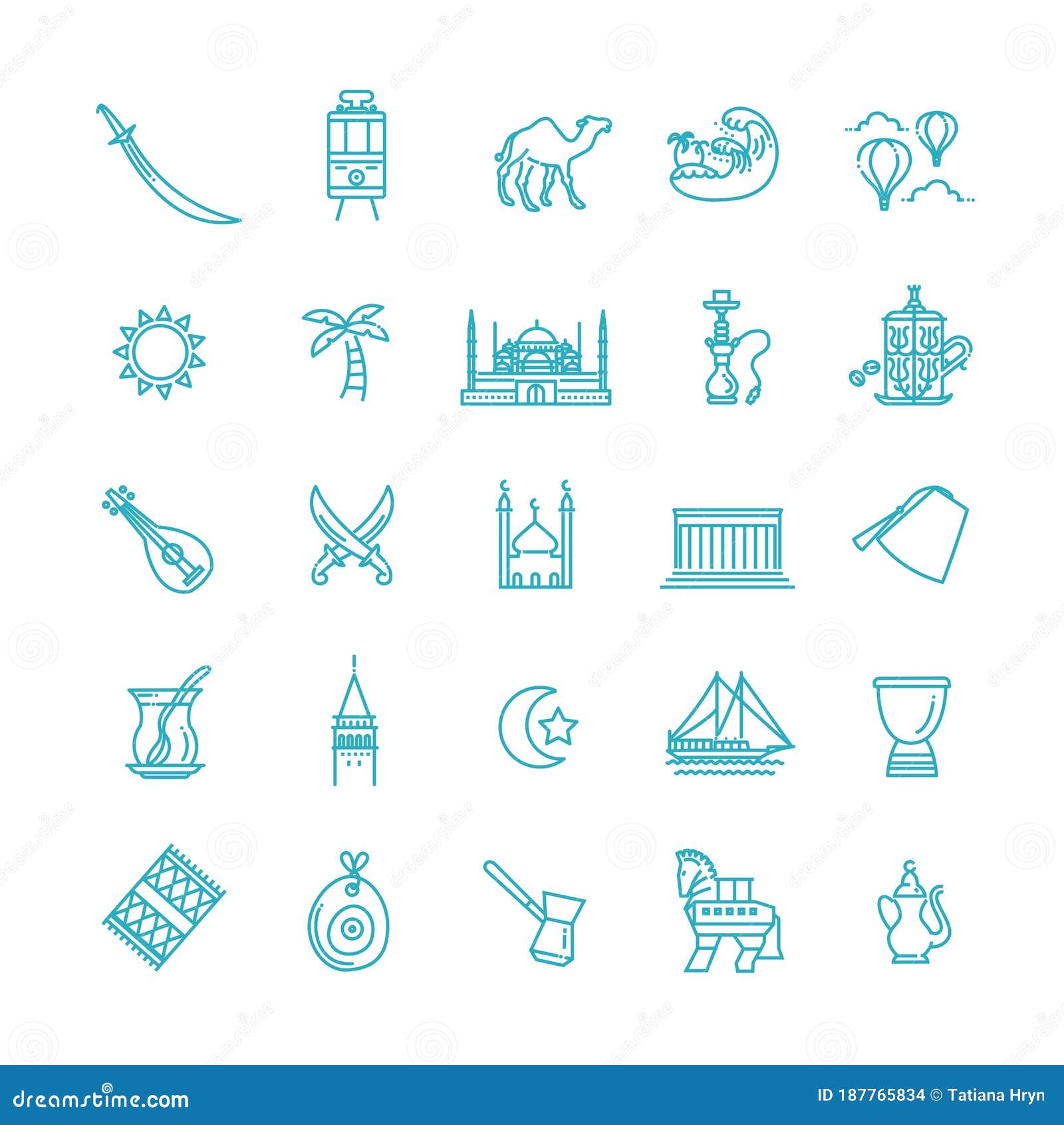 Thin Vector Turkey Symbol Icon Set. Set of Turkey Icons Stock Vector ...