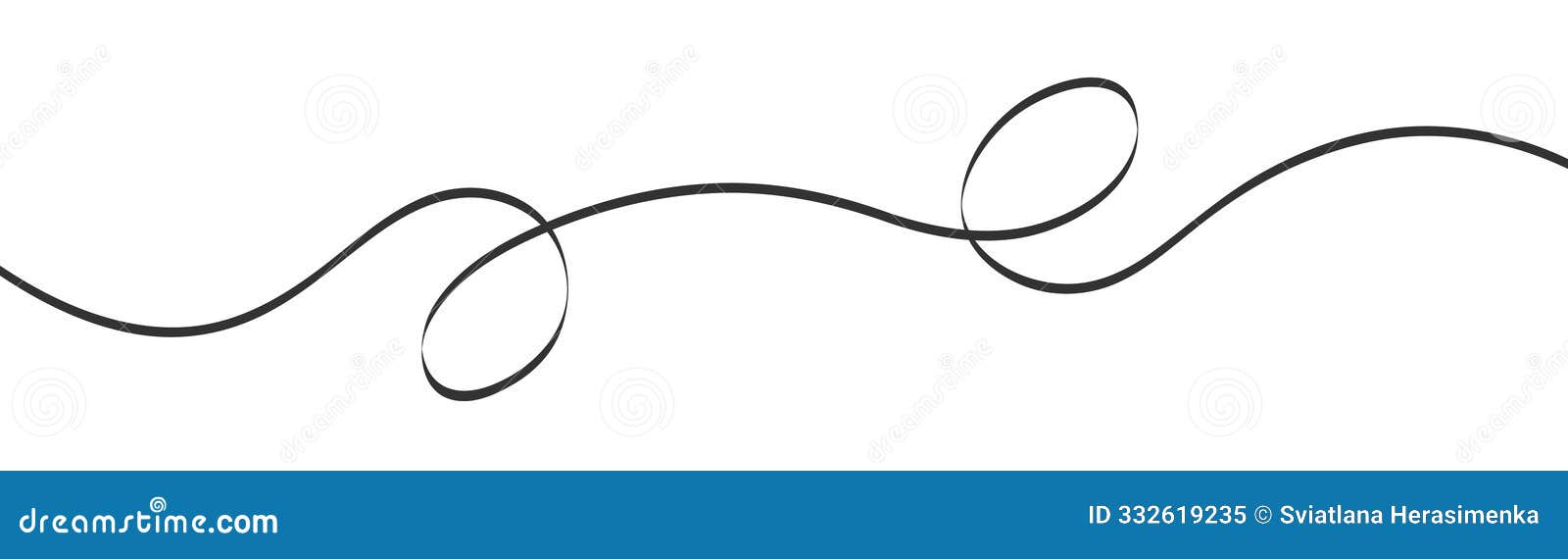 Thin Wavy Abstract Line. Stroke Underline. Wavy with Loops Ribbon for ...
