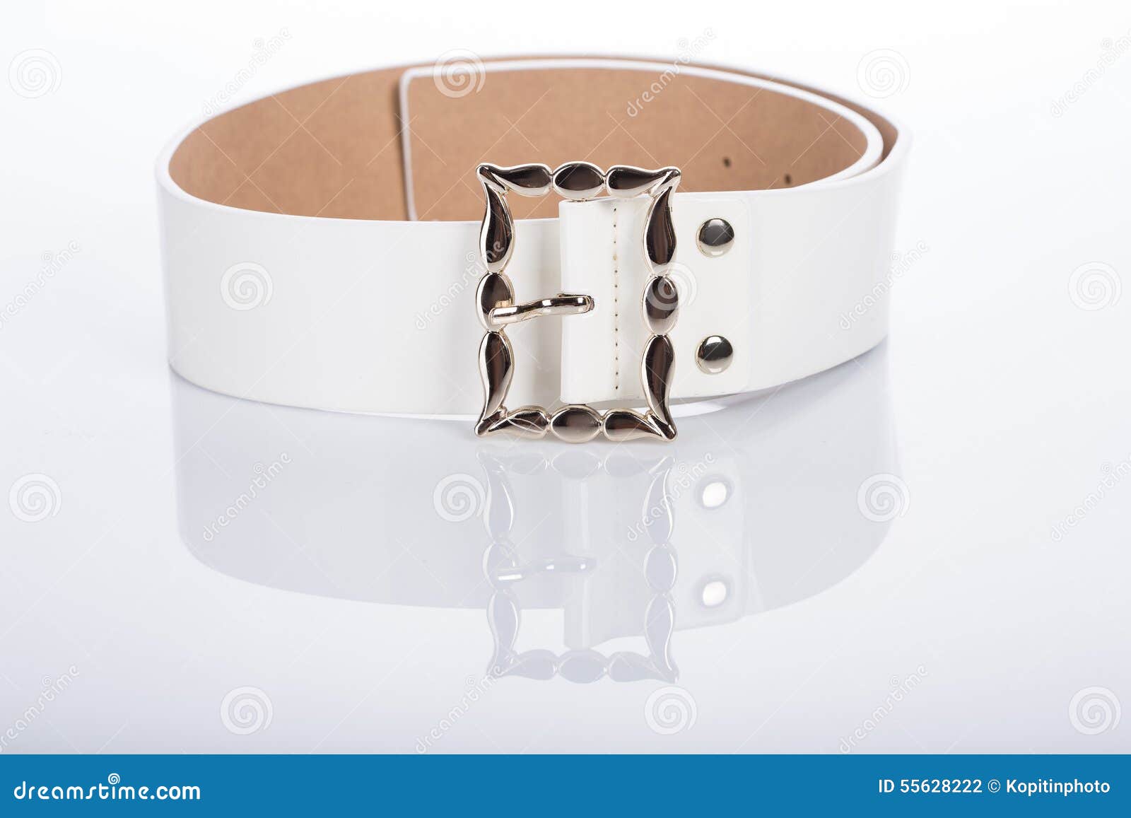 Thin White Female Belt Buckle with Fine Stock Photo - Image of clothes ...