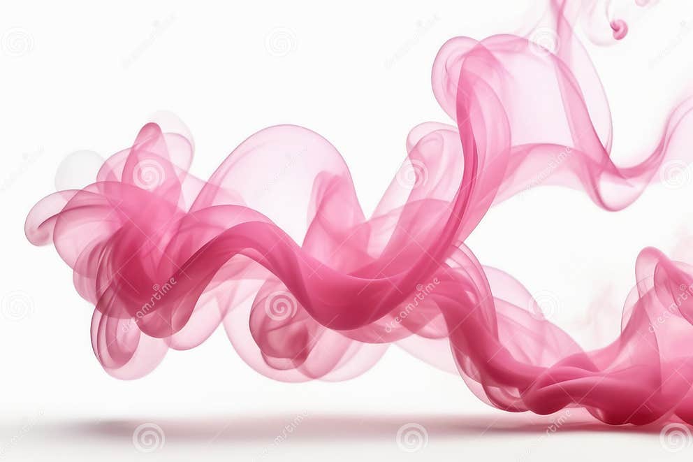 A Thin Wisp of Pink Color Smoke Isolated on White Background Abstract ...
