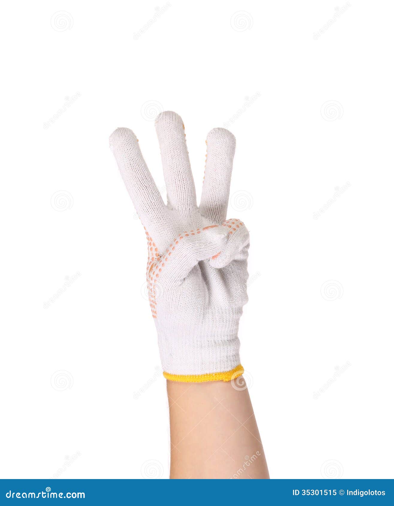 Thin Work Gloves Showing Three Fingers Stock Image - Image of color ...