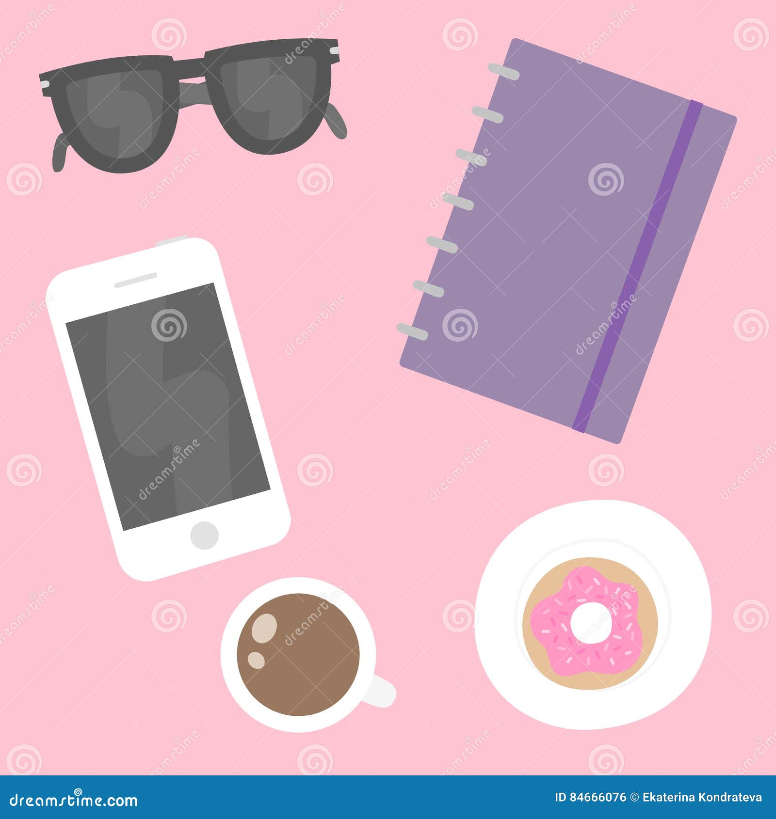 Things On The Table. View From The Top. Vector Illustration ...