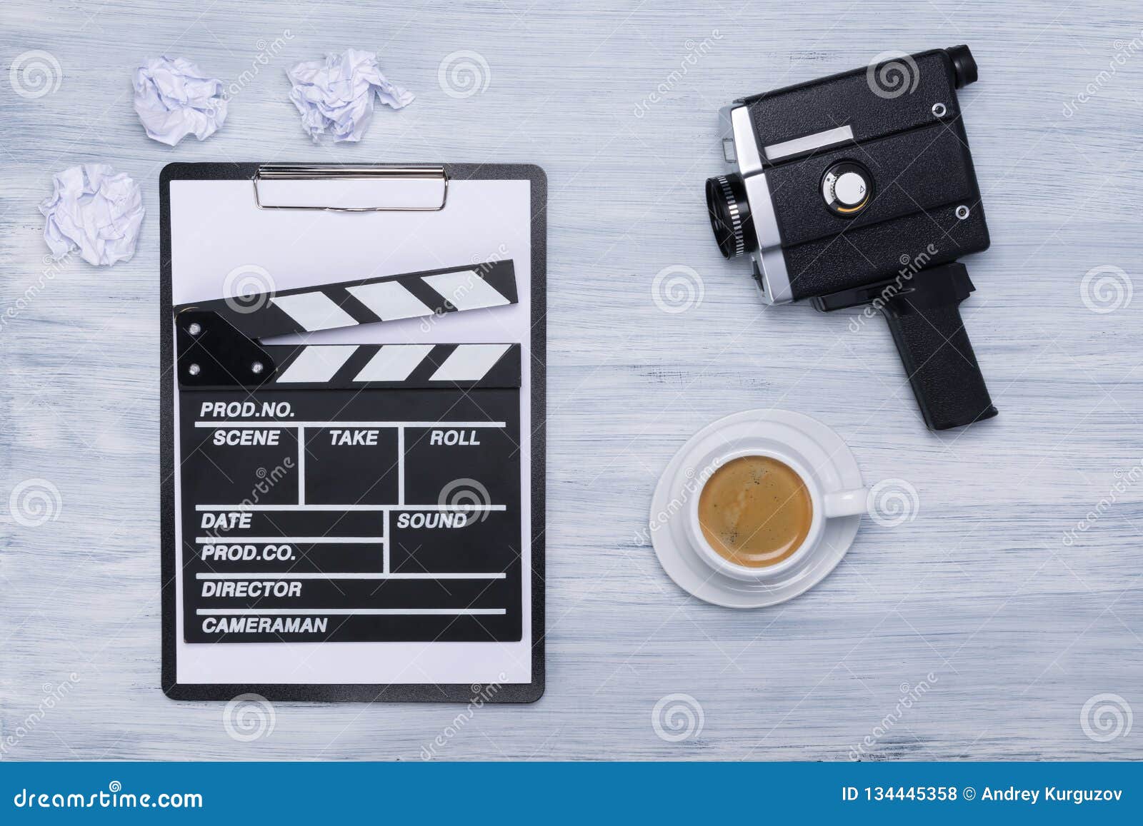 Things for Filming on a Light Gray Table Stock Photo - Image of light ...