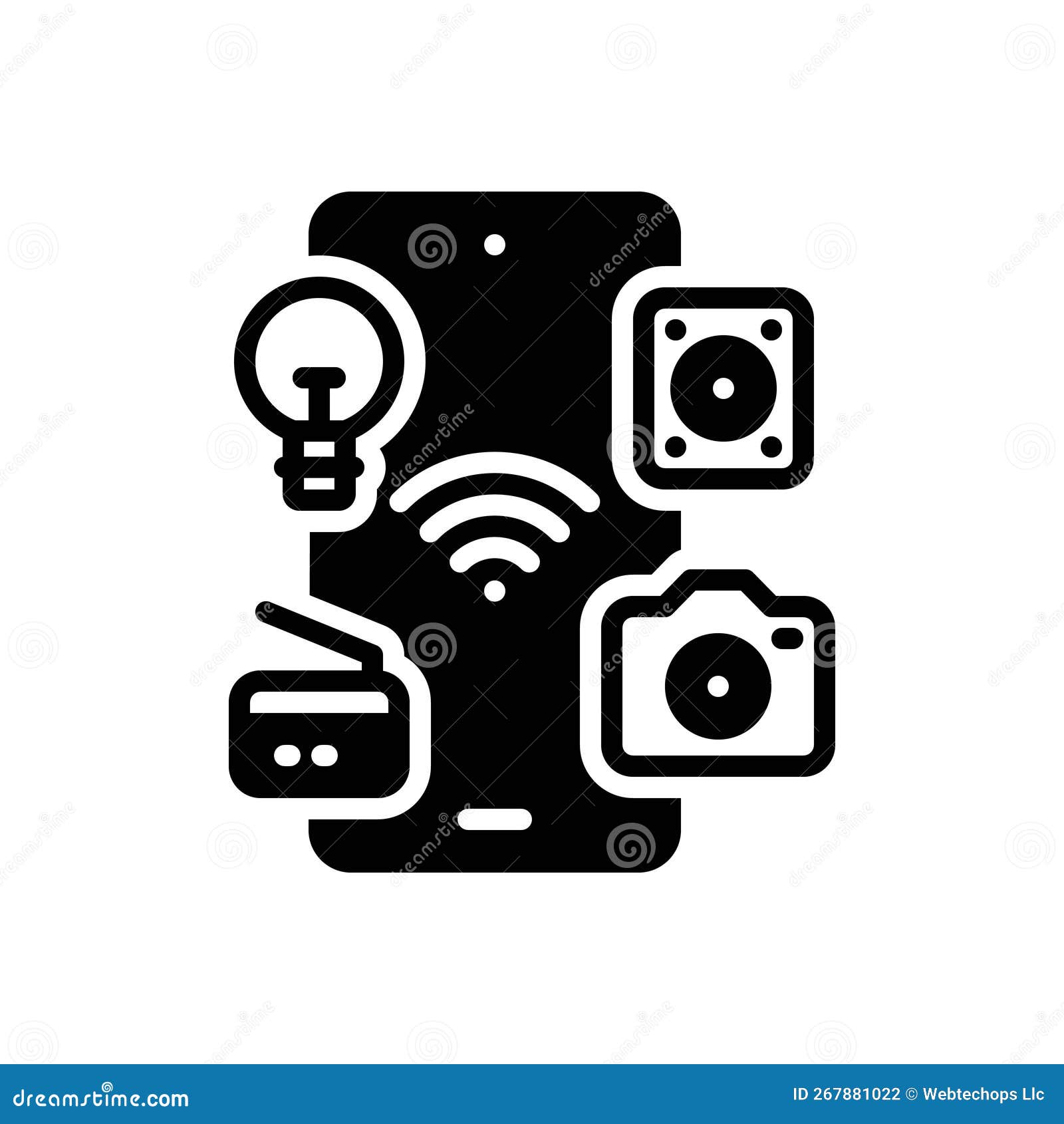 Black Solid Icon for Things, Bulb and Camera Stock Illustration ...