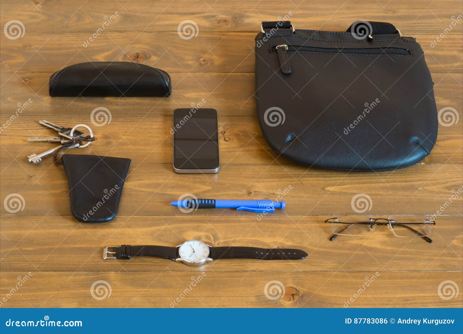Men`s Things Laid Out Neatly on the Table Stock Photo - Image of brown ...