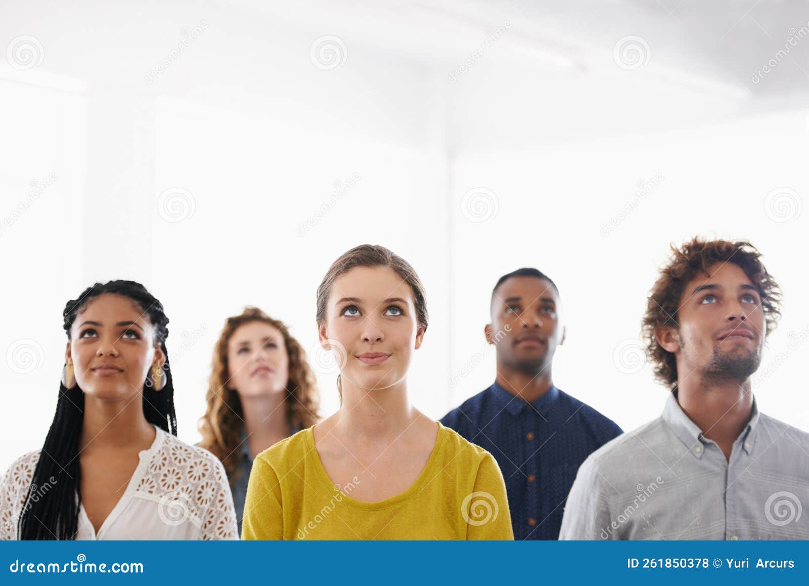 Things are Looking Up. a Group of Work Colleagues Looking Up at ...