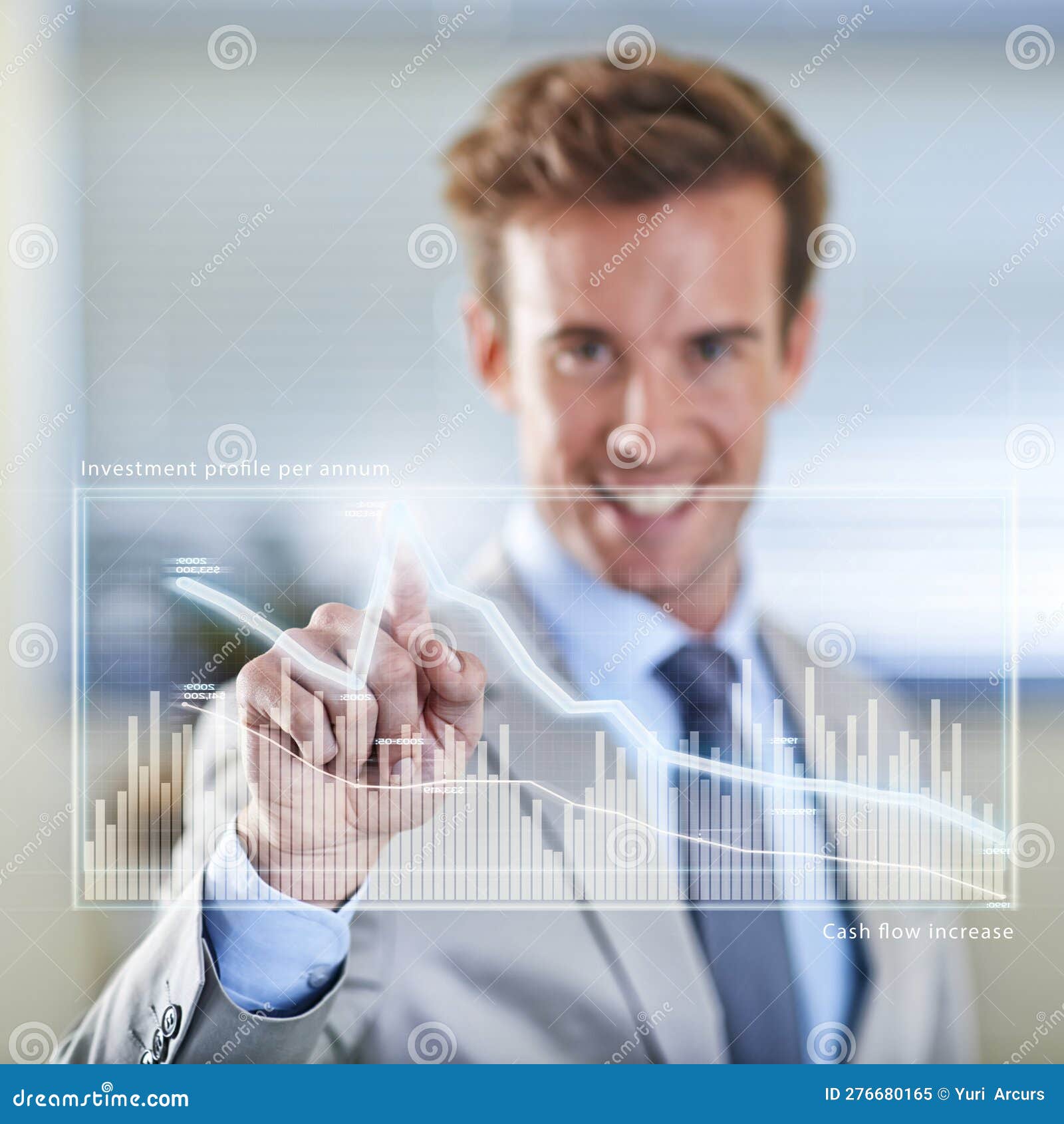 Things are Looking Up. a Smiling Young Businessman Using a Digital ...