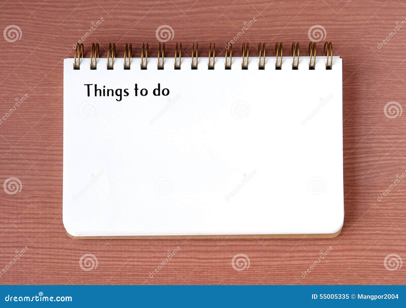 Things To Do on Blank Notebook Background, Top View Stock Image - Image ...