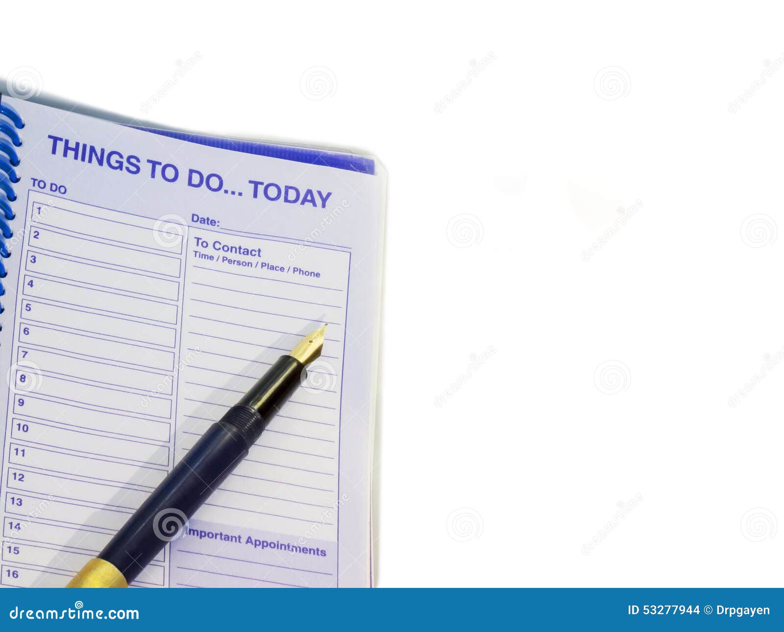 Things To Do Today...Pen and Appointment Notebook Stock Photo - Image ...