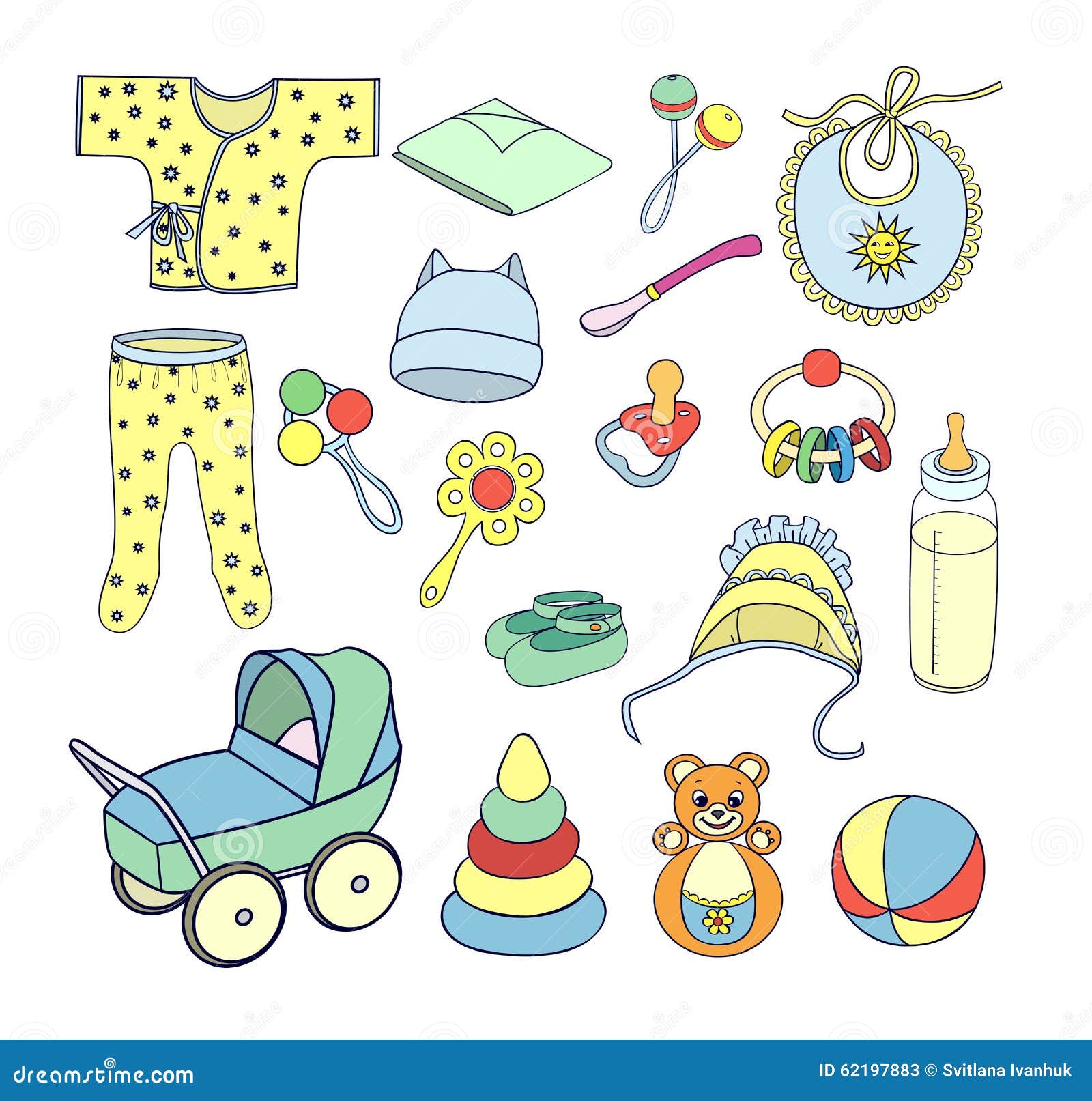 Things and Toys for Babies Icons Set Stock Vector - Illustration of ...