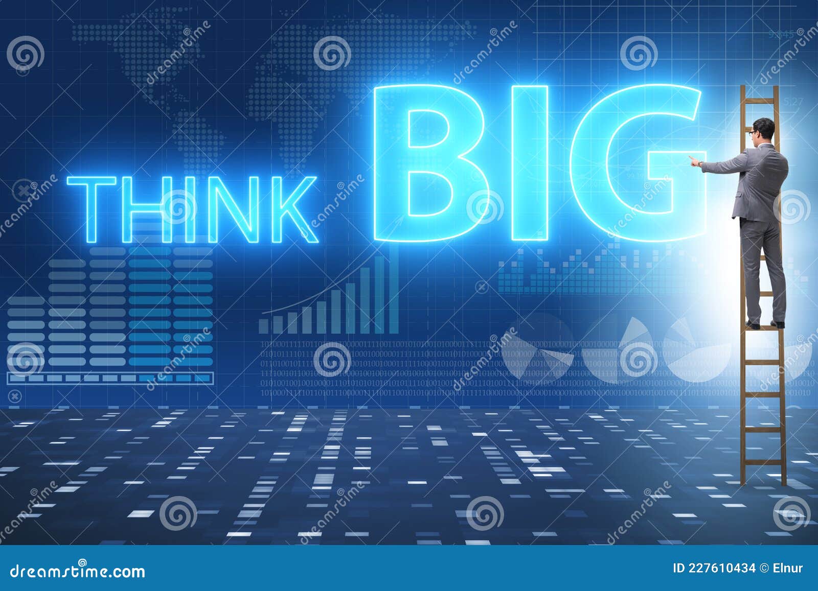 Think Big Concept with Businessman Stock Illustration - Illustration of ...