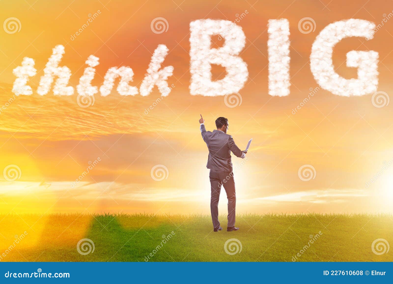 Think Big Concept with Businessman Stock Illustration - Illustration of ...