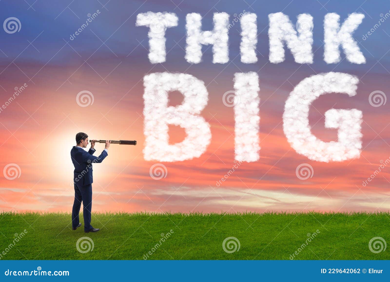 Think Big Concept with Businessman Stock Photo - Image of intelligence ...