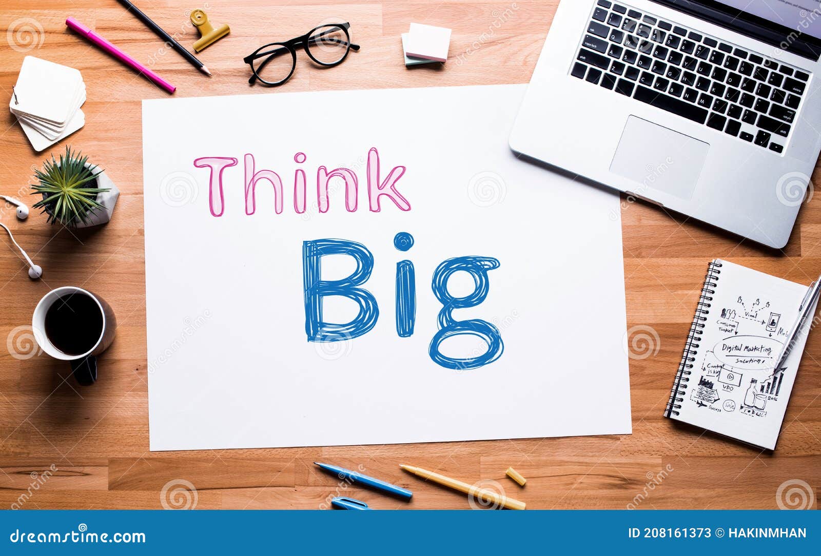 Think Big and Creativity Concepts with Text on White Paper Stock Image ...