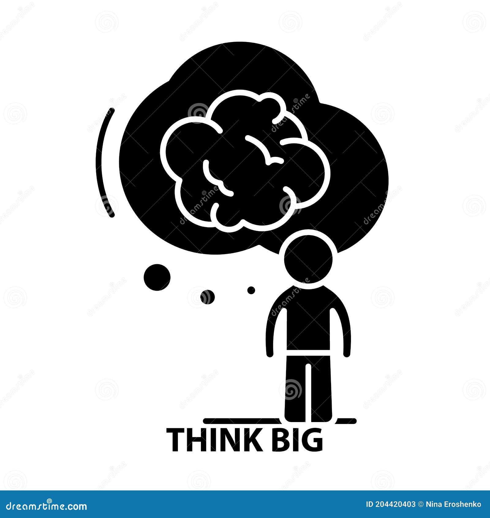 Think Big Icon, Black Vector Sign with Editable Strokes, Concept ...