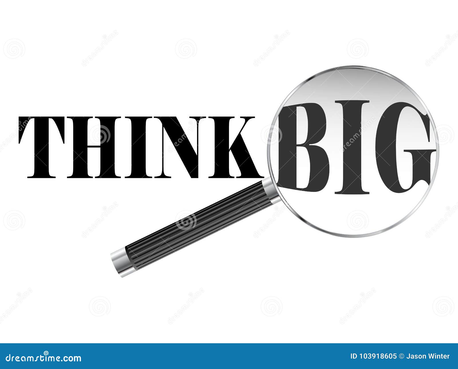 Think Big Magnifying Glass stock vector. Illustration of creativity ...