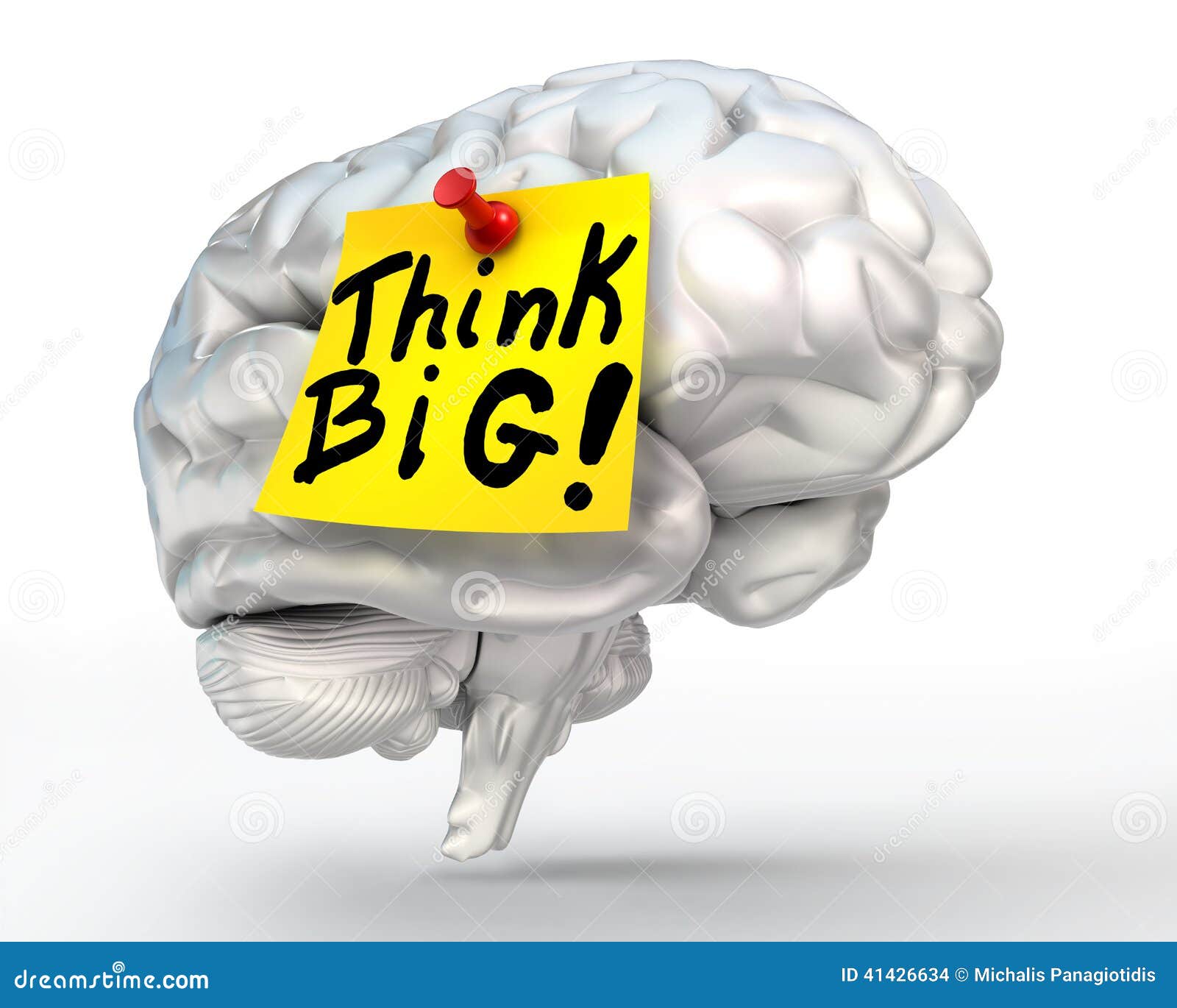 Think Big Note Paper on Brain Stock Illustration - Illustration of ...