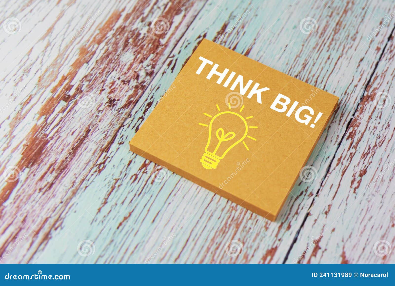 Think Big Text and Light Bulb on Paper Note Stock Image - Image of note ...