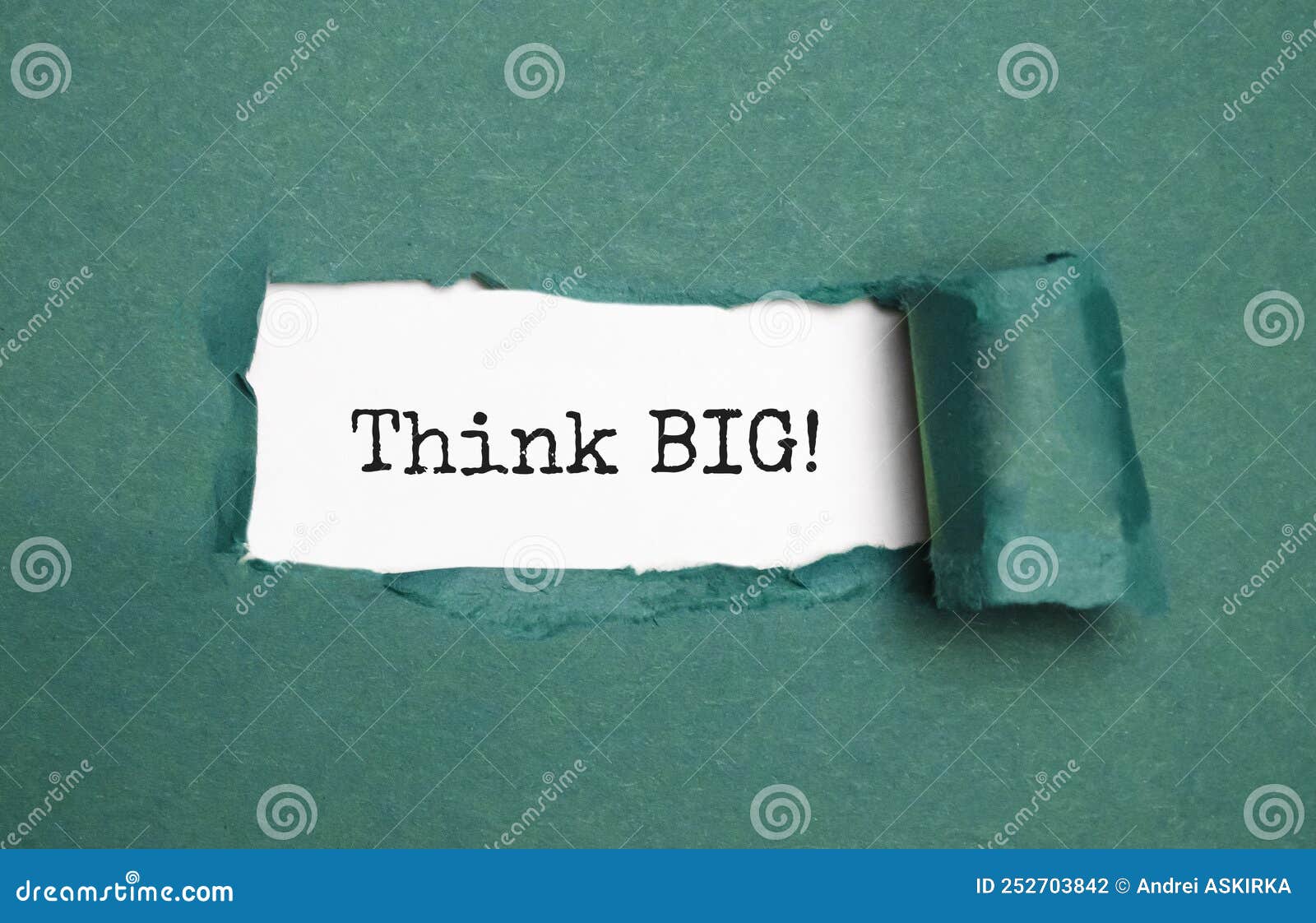 Think Big Text on White Torn Paper Stock Photo - Image of creativity ...