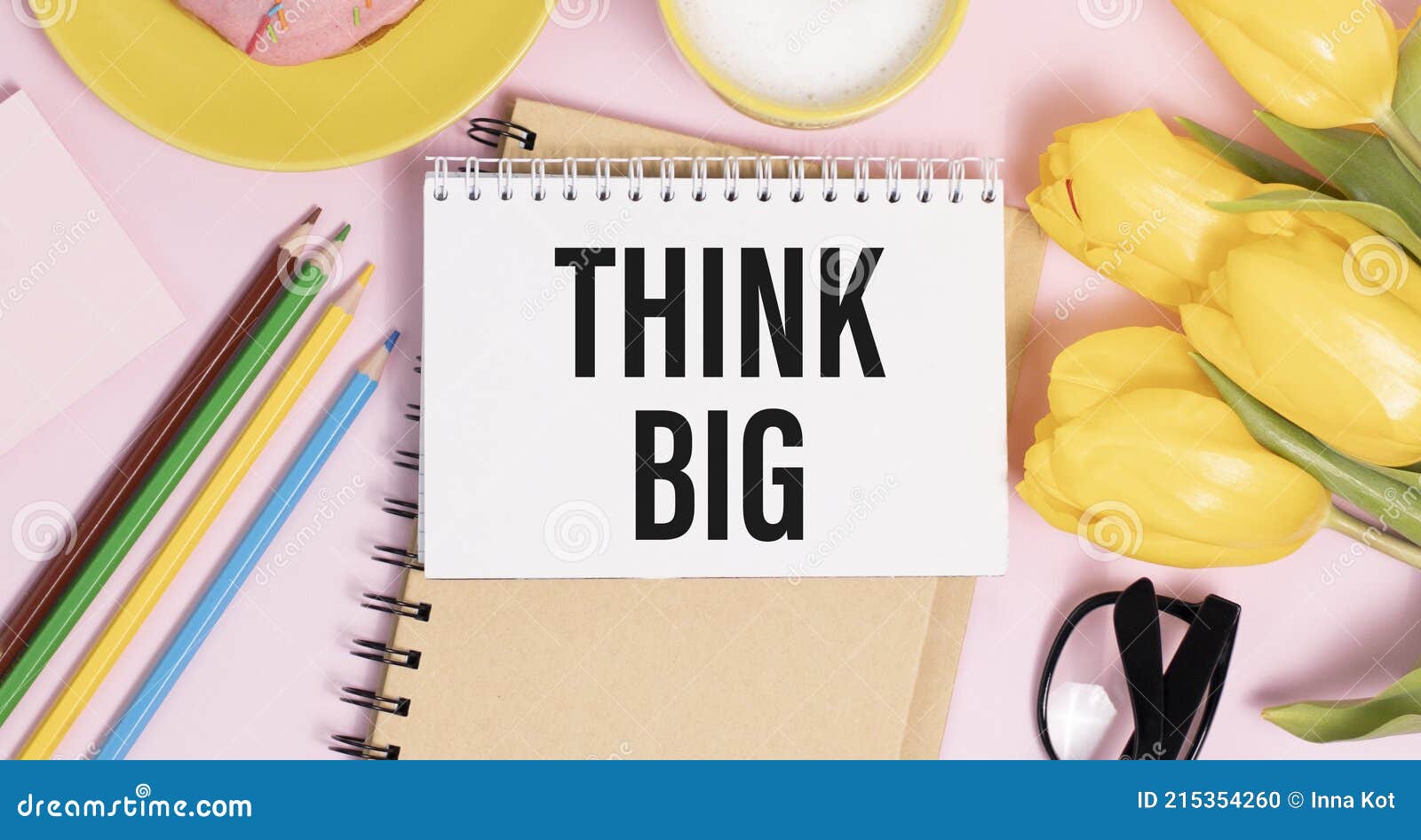 Think Big Text Written on Notebook Stock Photo - Image of discovery ...