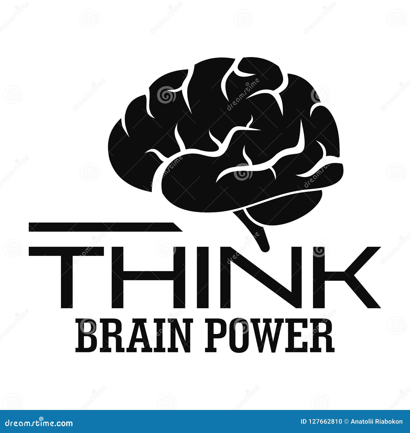 Think Brain Power Logo, Simple Style Stock Vector - Illustration of ...