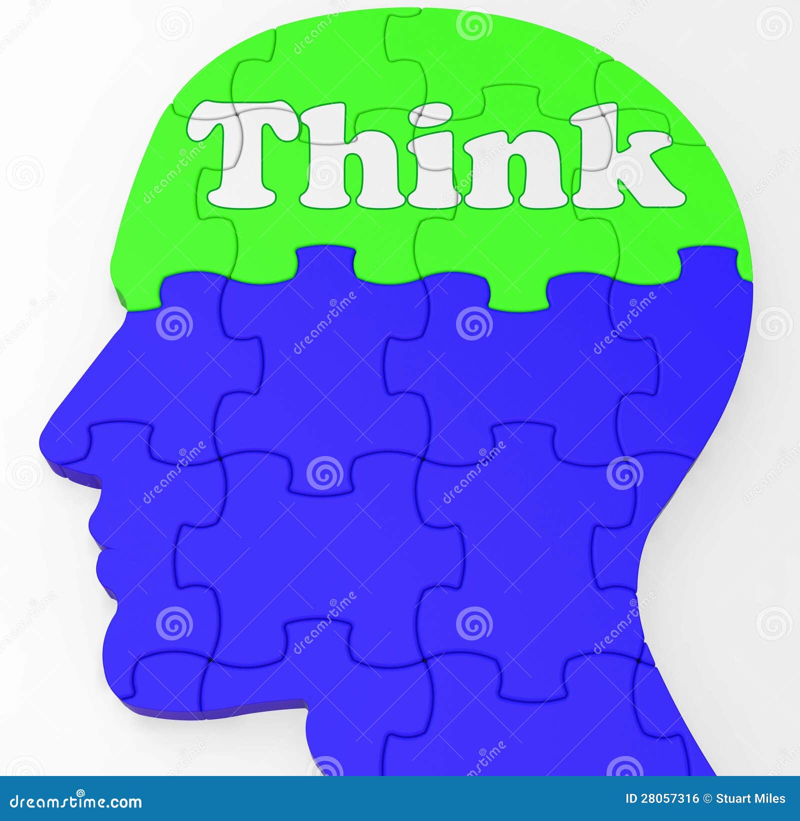 Think Brain Profile Shows Concept Of Ideas Stock Illustration ...