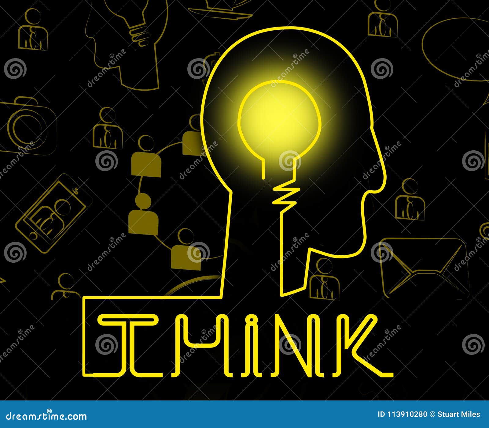 Think Brain Represents Idea Reflection and Consider Stock Illustration ...