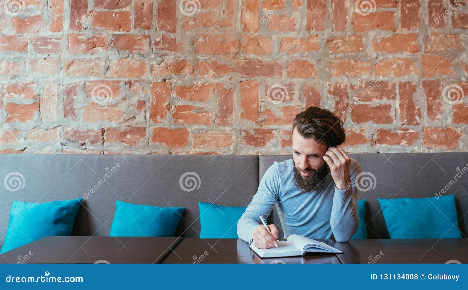 Think Brainwork Ideas Generation Man Writing Plan Stock Photo - Image ...