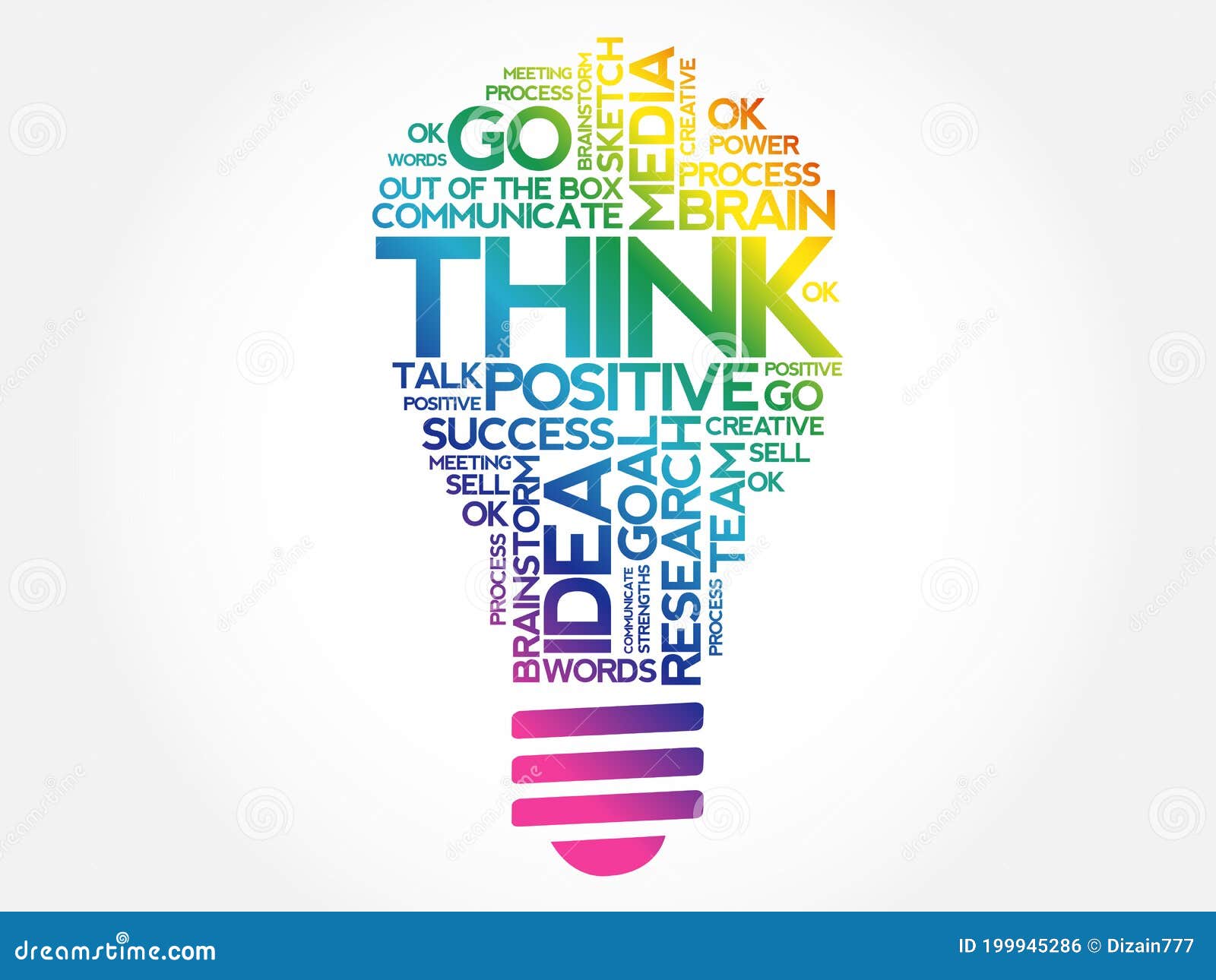 THINK Bulb Word Cloud Collage Stock Illustration - Illustration of ...