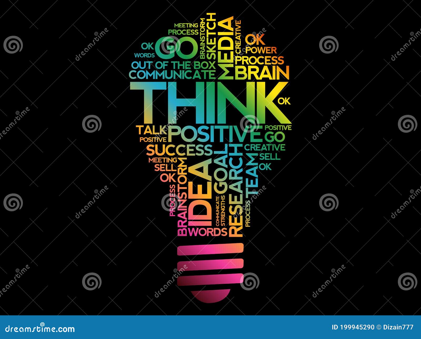 THINK Bulb Word Cloud Collage Stock Illustration - Illustration of ...
