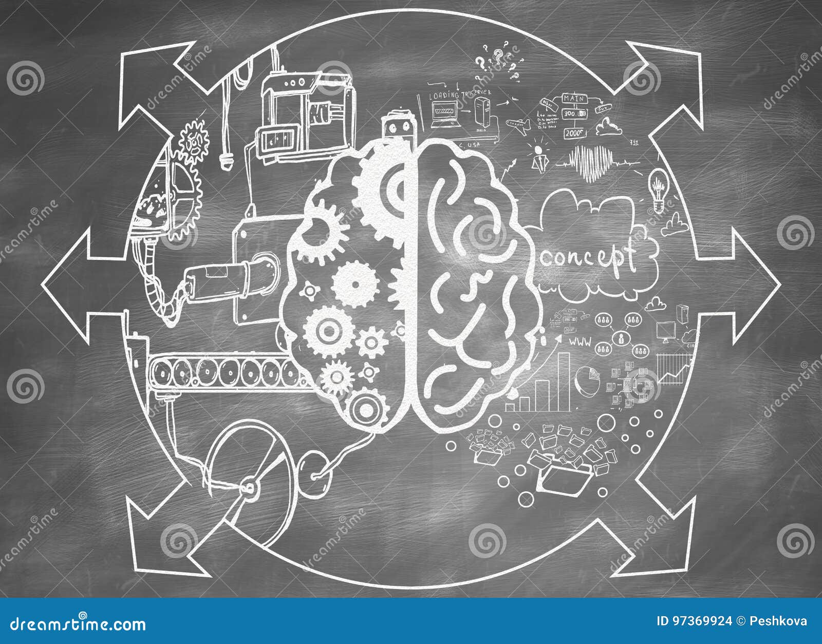 Think concept stock illustration. Illustration of doodle - 97369924