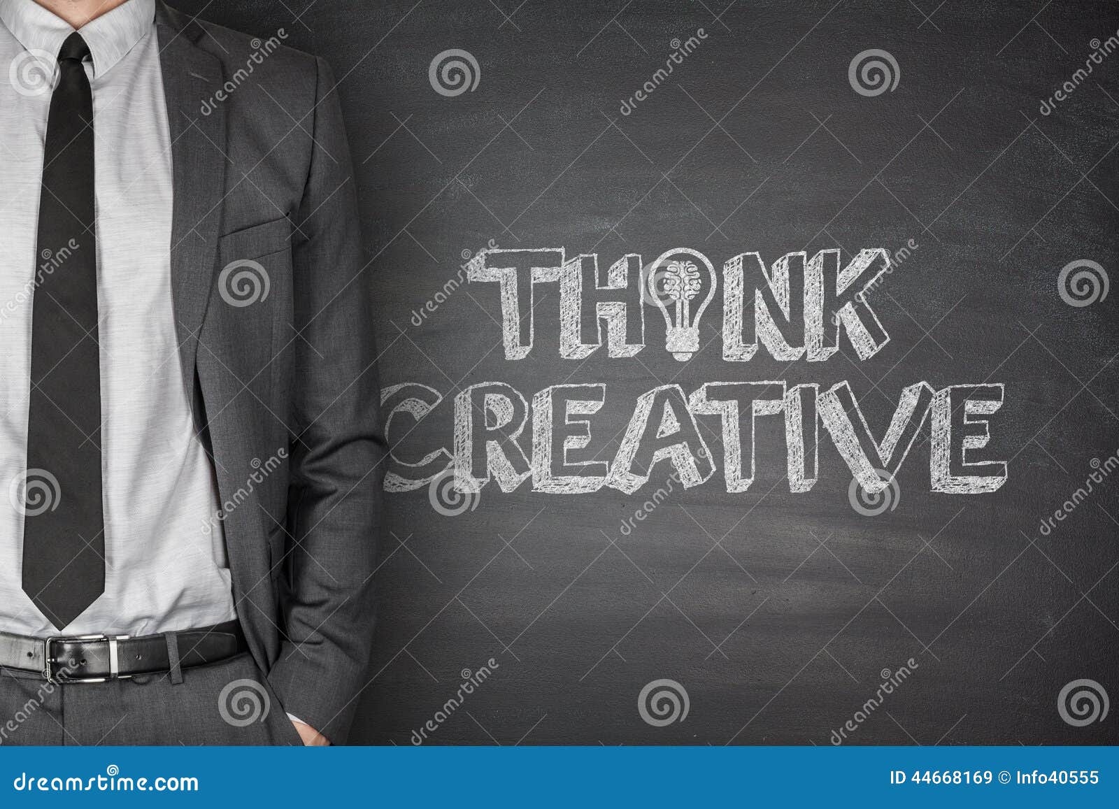 Think Creative on Blackboard Stock Image - Image of project, person ...